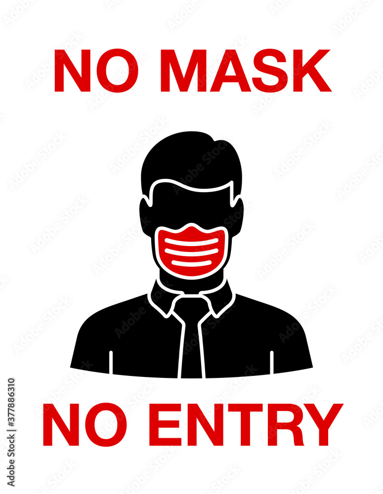 No Face Mask, No Entry Wrong and Right Wear line Icon banner isolated ...