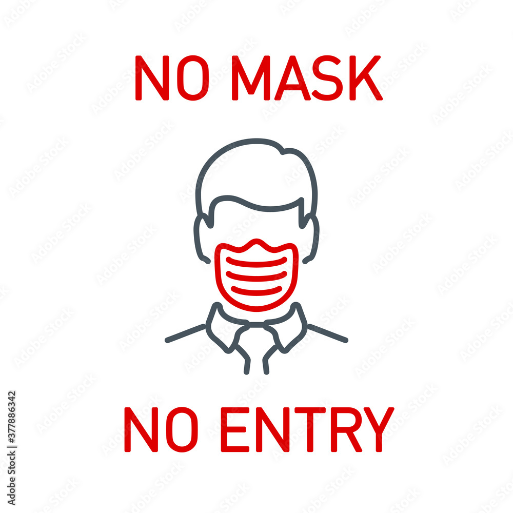 No Face Mask, No Entry Wrong and Right Wear red line Icon banner ...