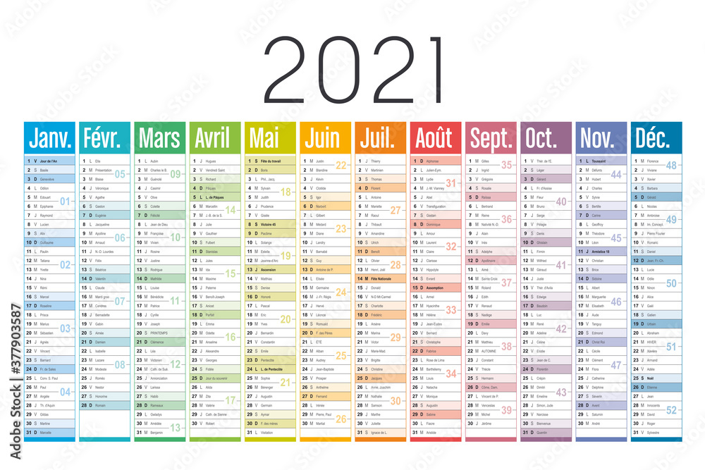 Calendrier 2021 - Grand format horizontal Stock Vector | Adobe Stock