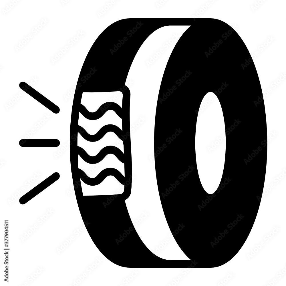 Tyre Puncture Repairs Vector Color Icon Design, Weak Tyre Symbol, Run ...