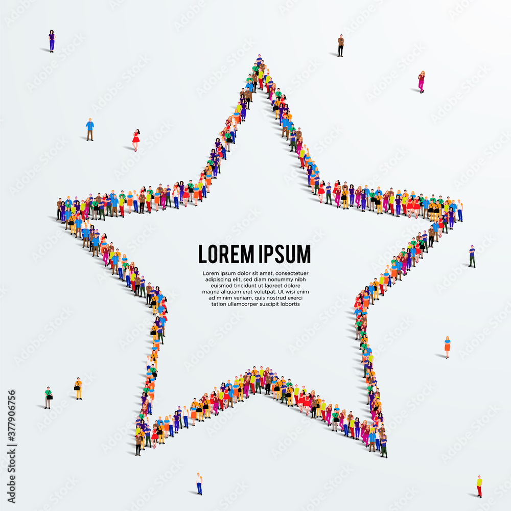 People star sign. Large group of people form to a shape star. Vector ...