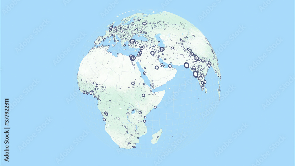 Europe and Africa Population Density Map. Number of People Living in ...