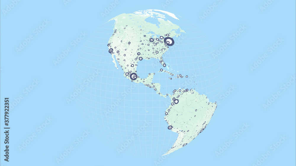 North and South American Population Density Map. Number of People ...
