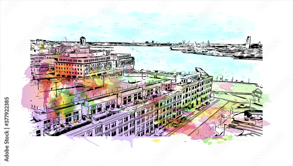 Building view with landmark of Baltimore is a major city in Maryland ...