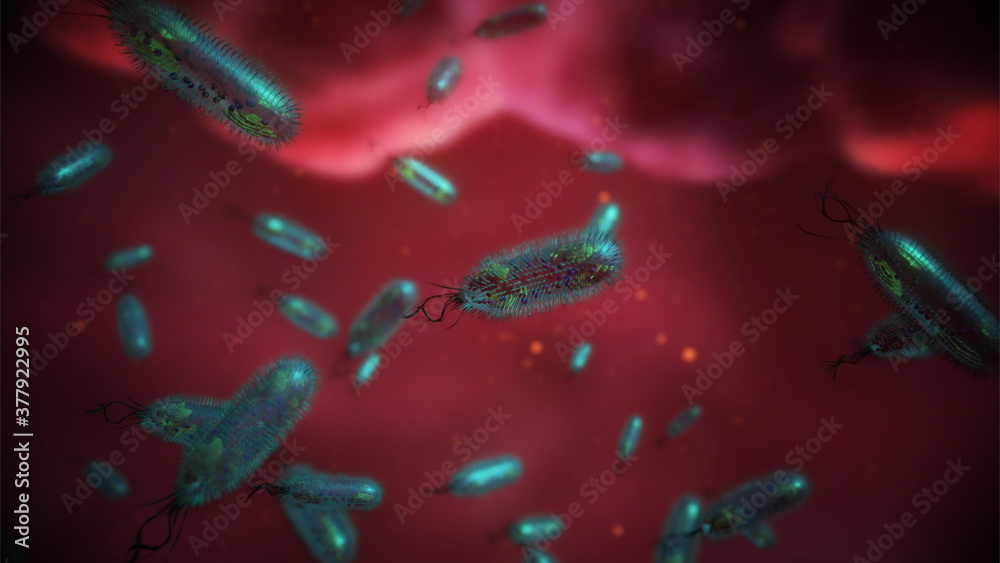 Bacteria Infection. 3d Illustration of Group of Bacterias. The ...