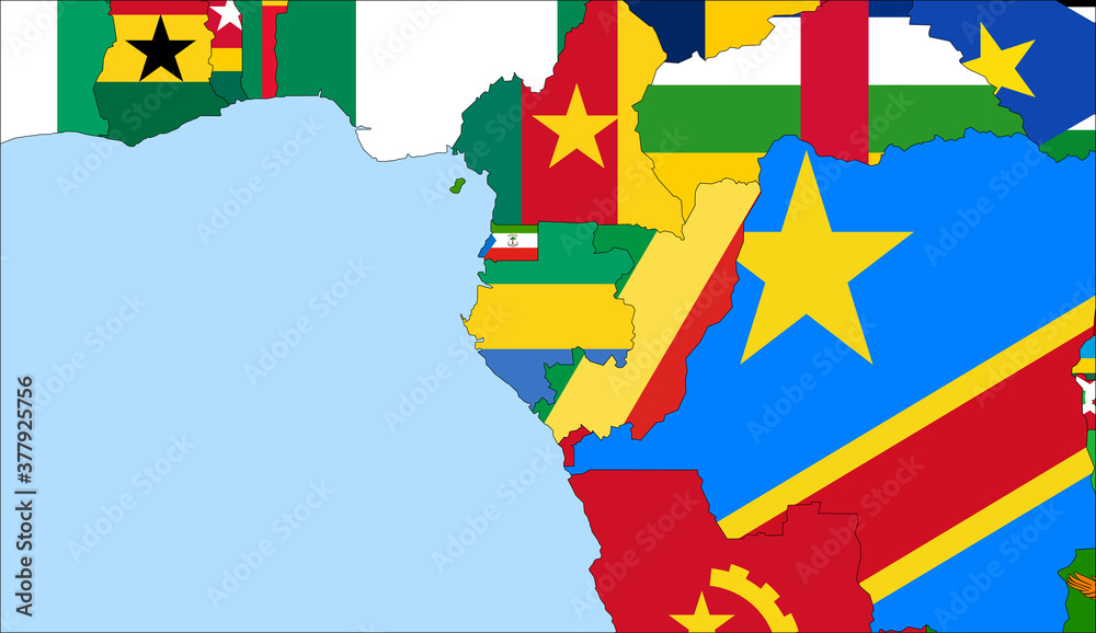 Center the map of Gabon. Vector maps showing Gabon and neighboring ...