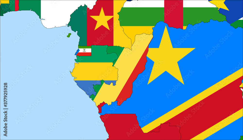 Center the map of Republic of the Congo. Vector maps showing Congo and ...