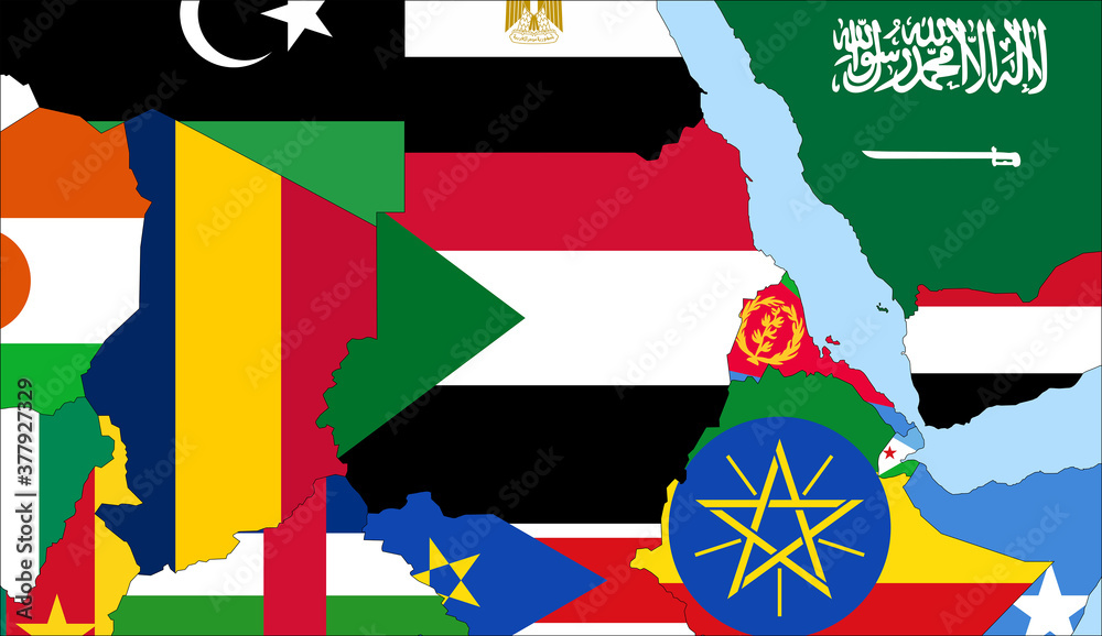 Vetor de Center the map of Sudan. Vector maps showing Sudan and ...