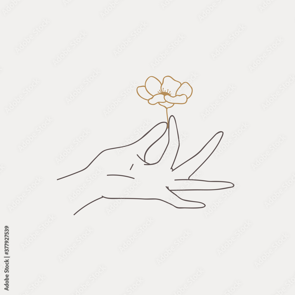 Logo design of hands. Modern template in trendy linear minimal style ...