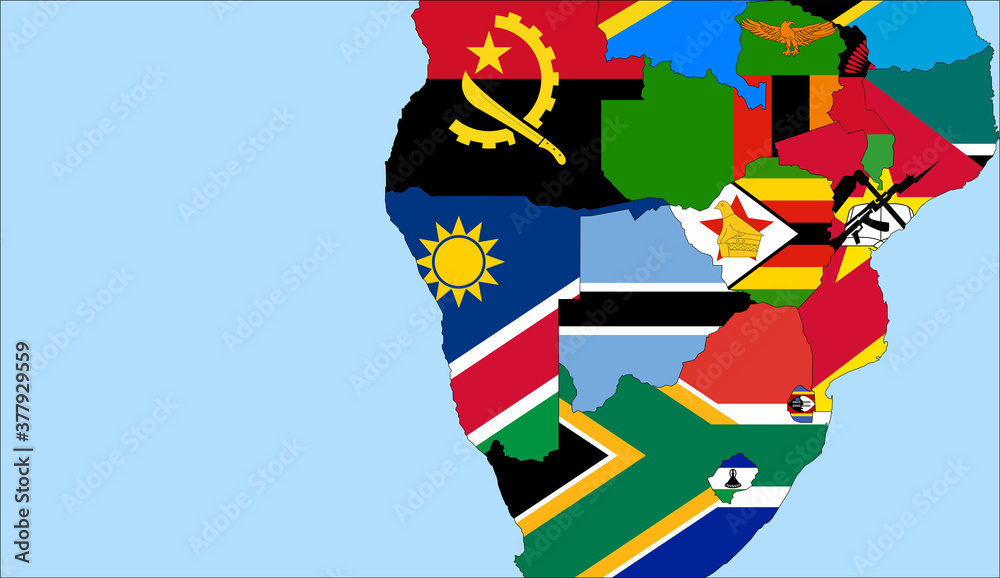 Vetor de Center the map of Namibia. Vector maps showing Namibia and neighboring countries. Flags ...