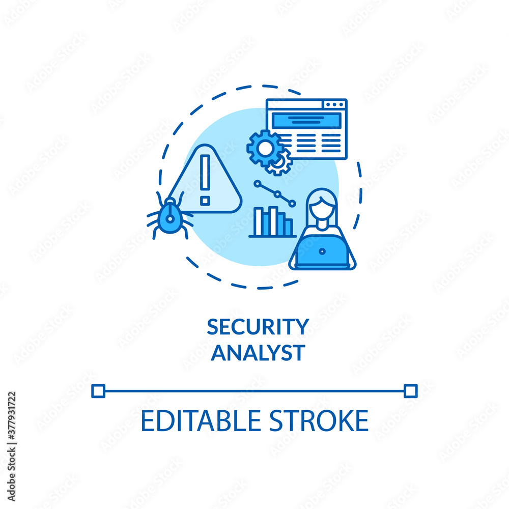 Security analyst concept icon. Cybersecurity career idea thin line ...