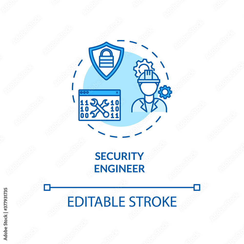 Security engineer concept icon. Cybersecurity job idea thin line ...