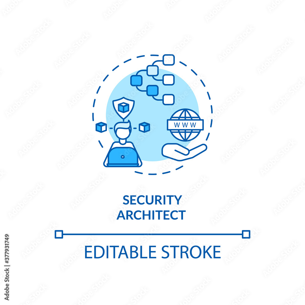 Security architect concept icon. Cybersecurity job idea thin line ...