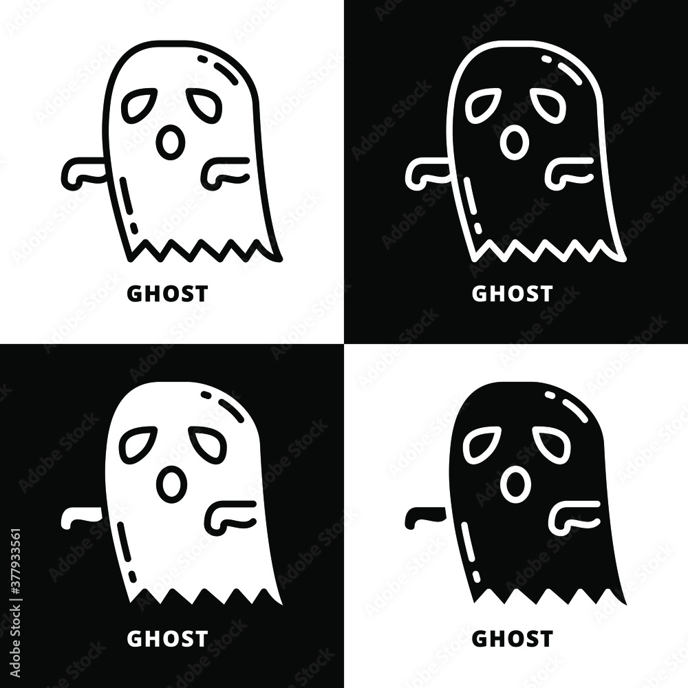 Ghost Halloween Icon Line Style. Scary Monster Vector Character. Ghost ...