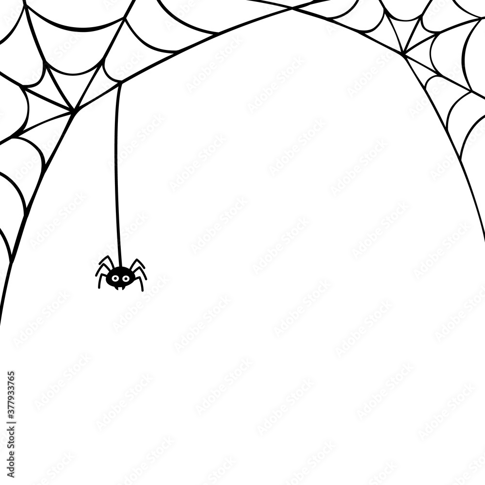 Spider web border with spider. Clipart image Stock Vector | Adobe Stock