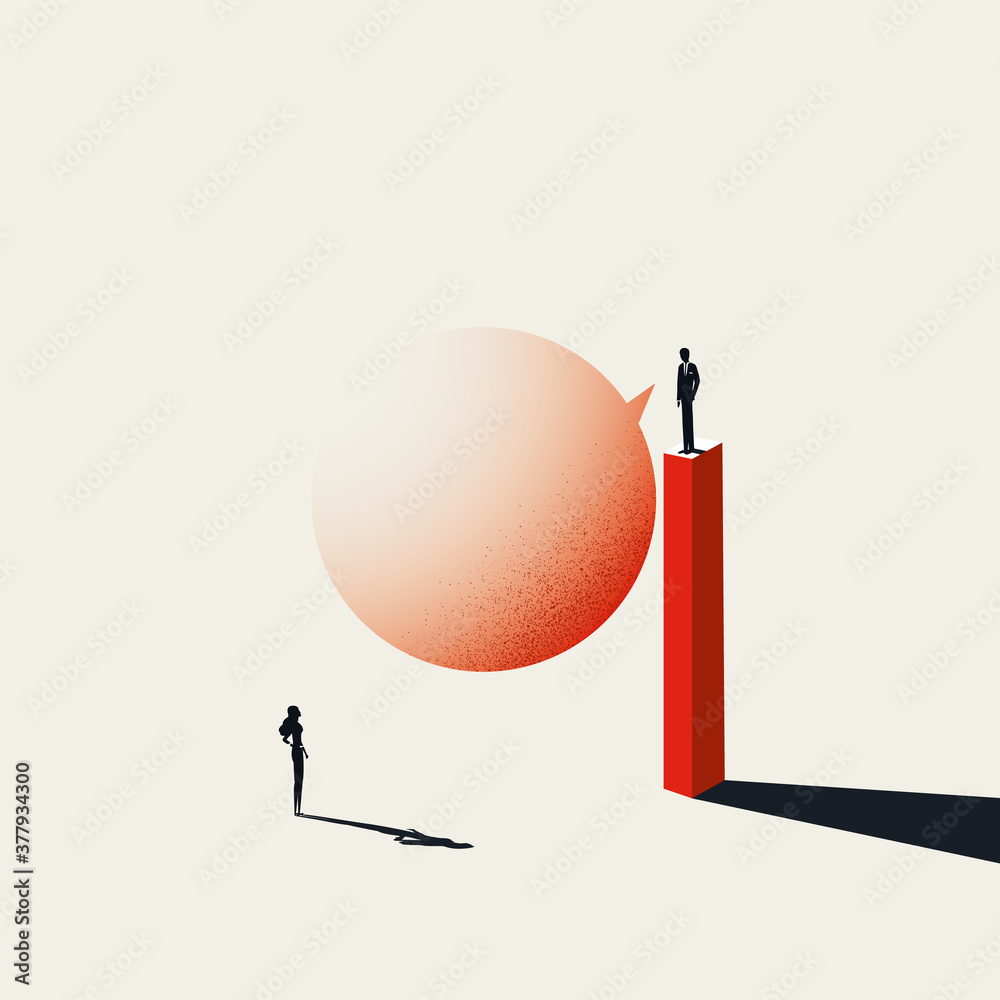 Mansplaining, business man overly explaining to woman. Symbol of ...
