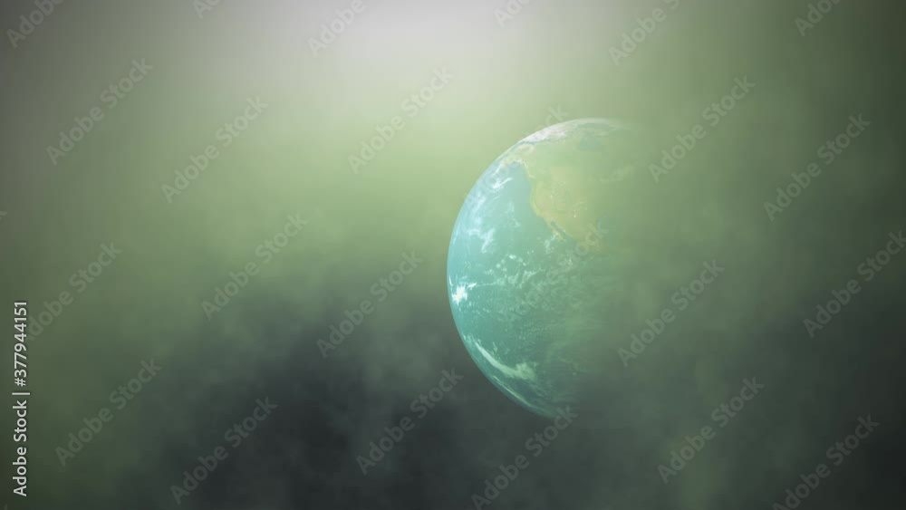 Planet earth pollution concept. World in green toxic smoke, global ...