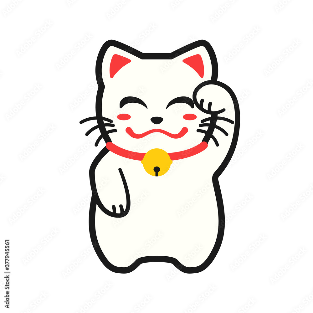 Maneki cat icon. Clipart image isolated on white background. Stock ...