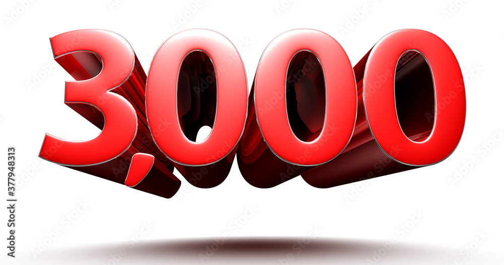 3D illustration 3000 red isolated on a white background.(with Clipping ...