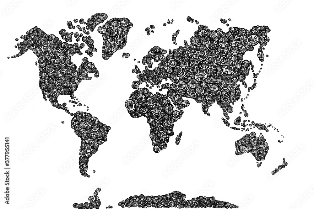 Weltkarte Muster Spirale Illustration Schwarz Stock Illustration ...