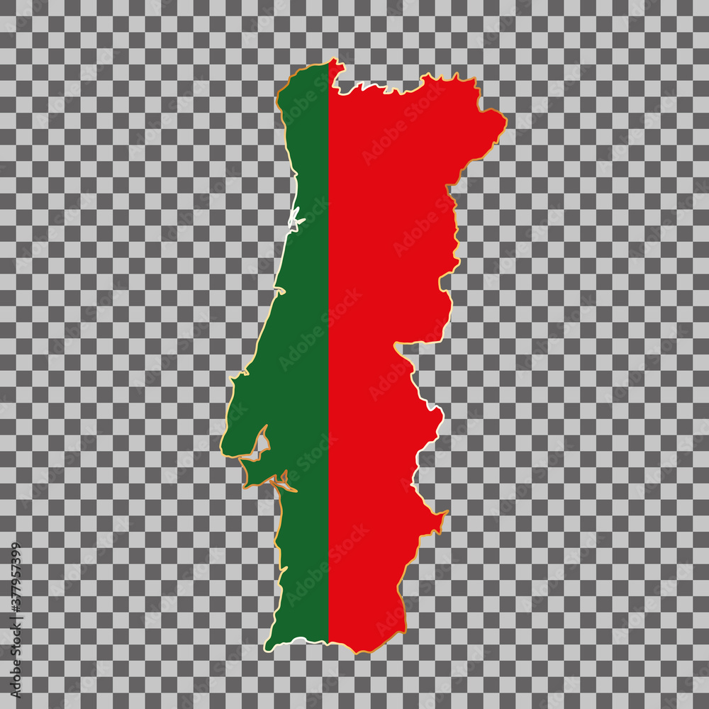 vector flag map of Portugal with gold frame isolated on white ...