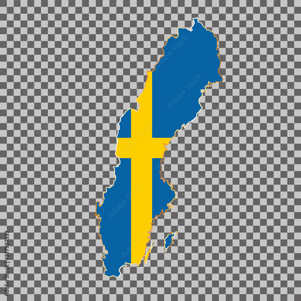vector flag map of Sweden with gold frame isolated on white background ...