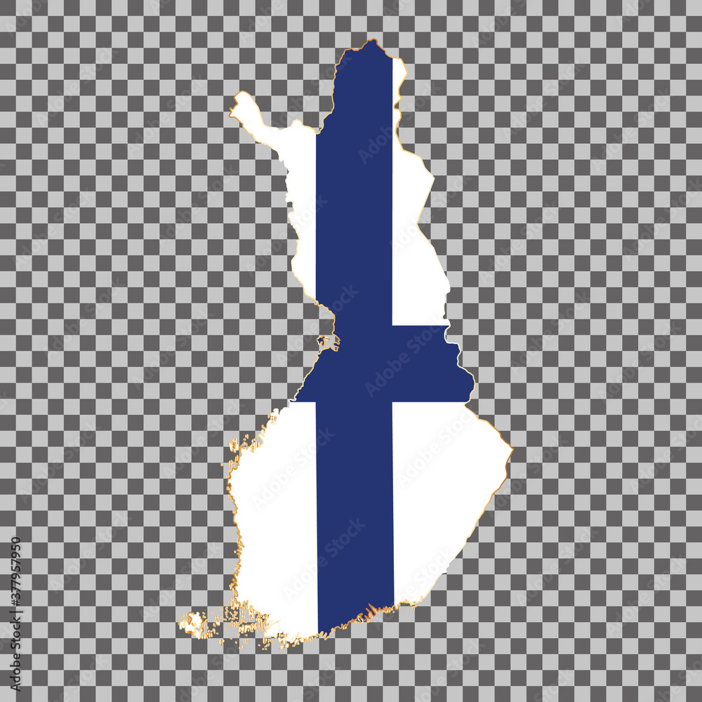 vector flag map of Finland with gold frame isolated on white background ...