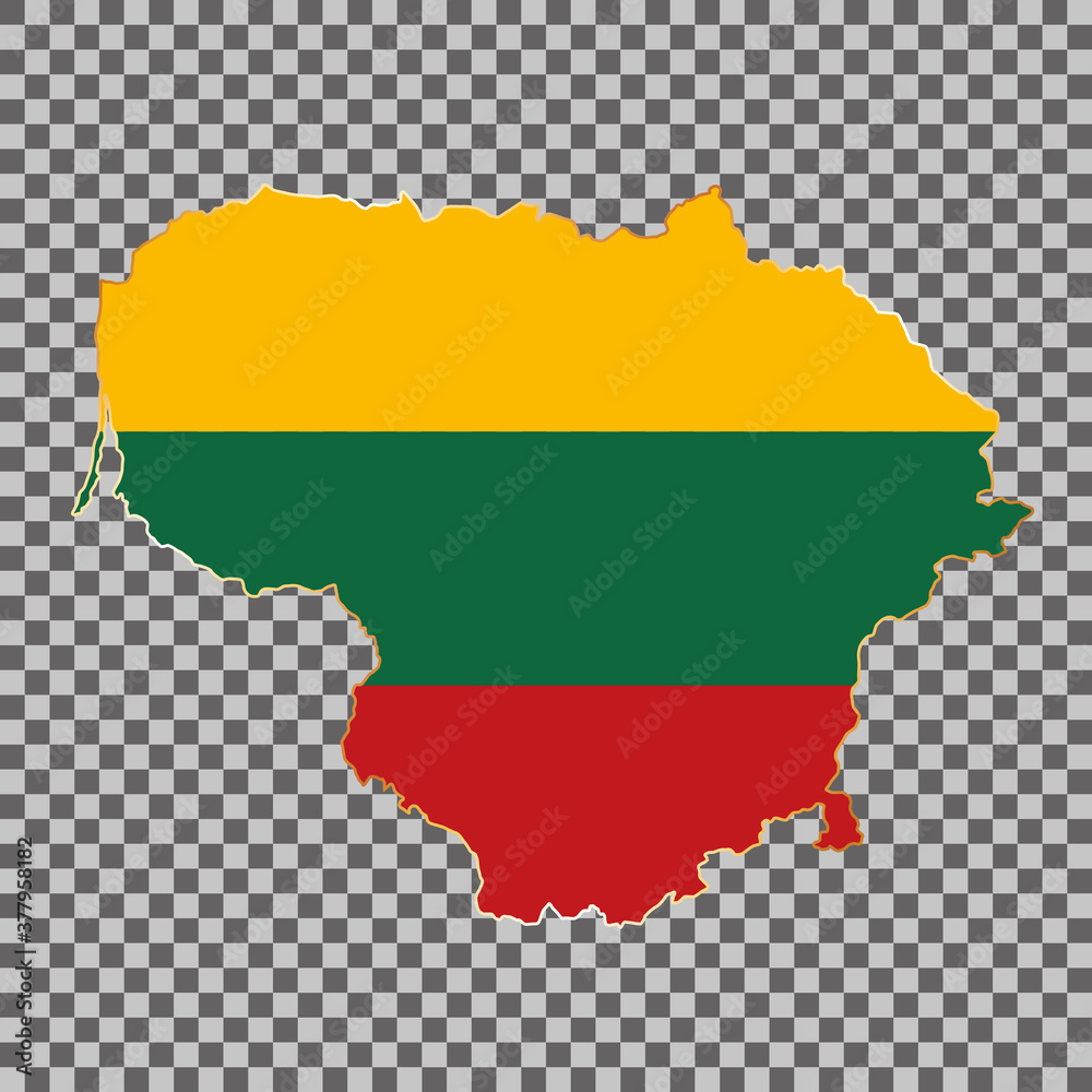 vector flag map of Lithuania with gold frame isolated on white ...