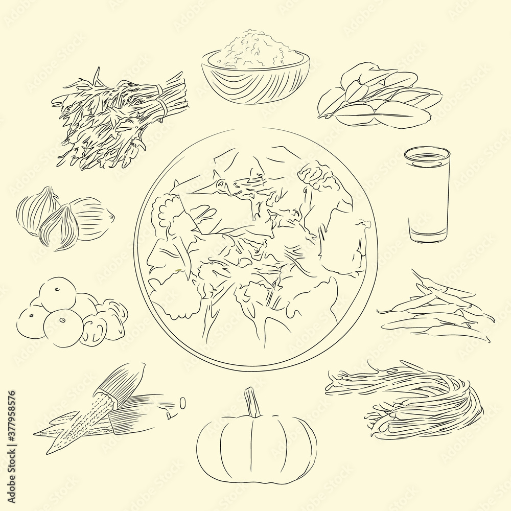 Illustration sketch of gule rampoe khas aceh,Indonesia. Good to use for ...