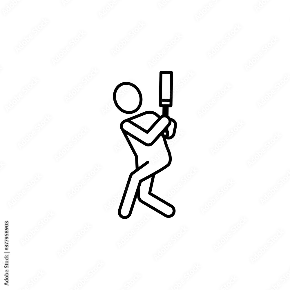 cricket, player line icon. Signs and symbols can be used for web, logo ...