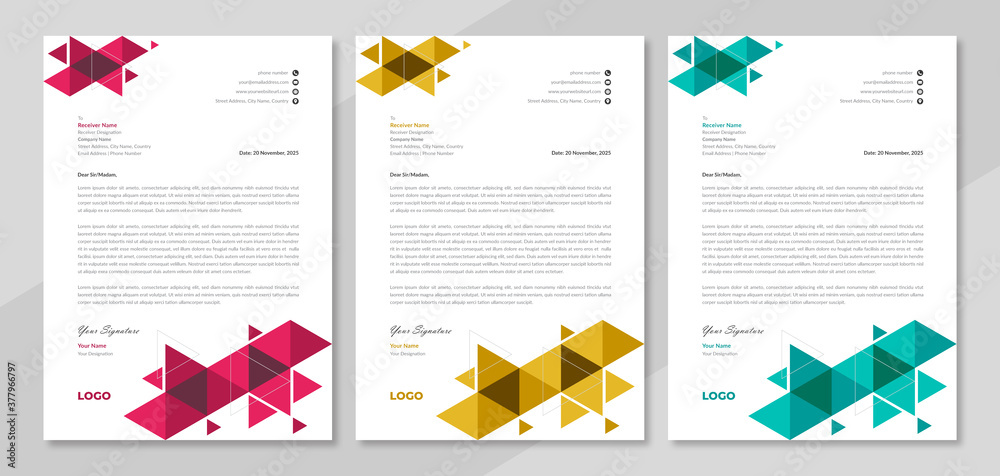 Elegant & professional letterhead template design with geometric shapes ...