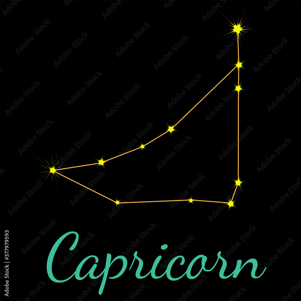 Capricorn vector constellation with stars and name. One of twelve ...