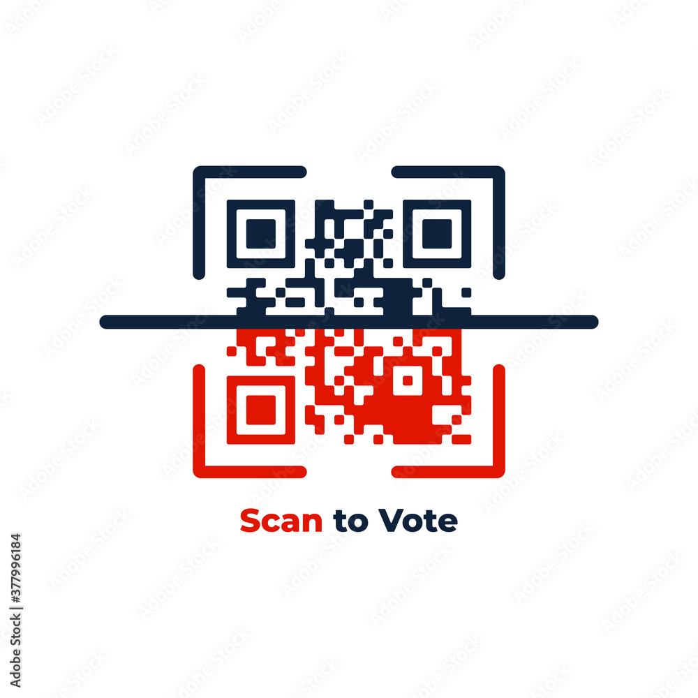 Voting online concept. QR code . Scan to vote banner. Scanning process ...