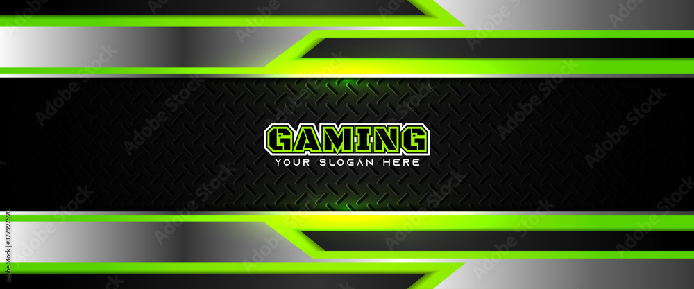 Futuristic green and black abstract gaming banner design with metal ...