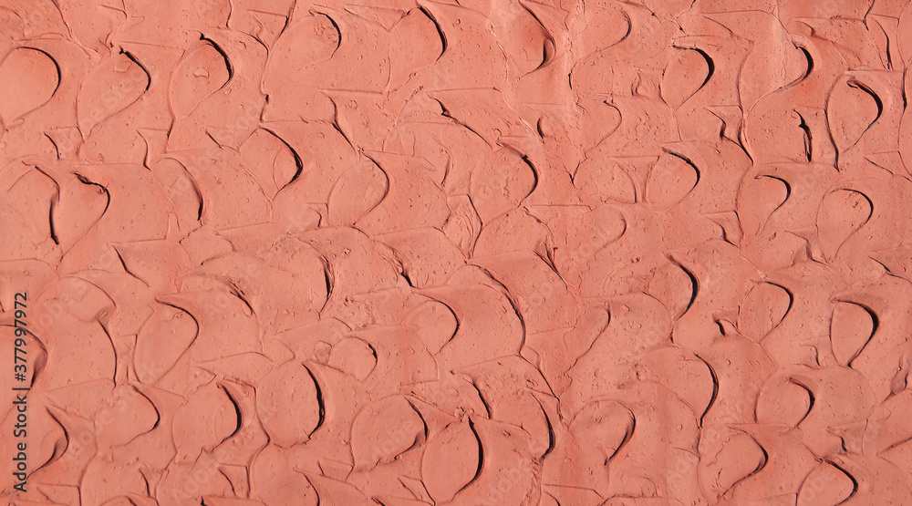 Coral clay plaster walls, for use as a background and texture. Stock ...
