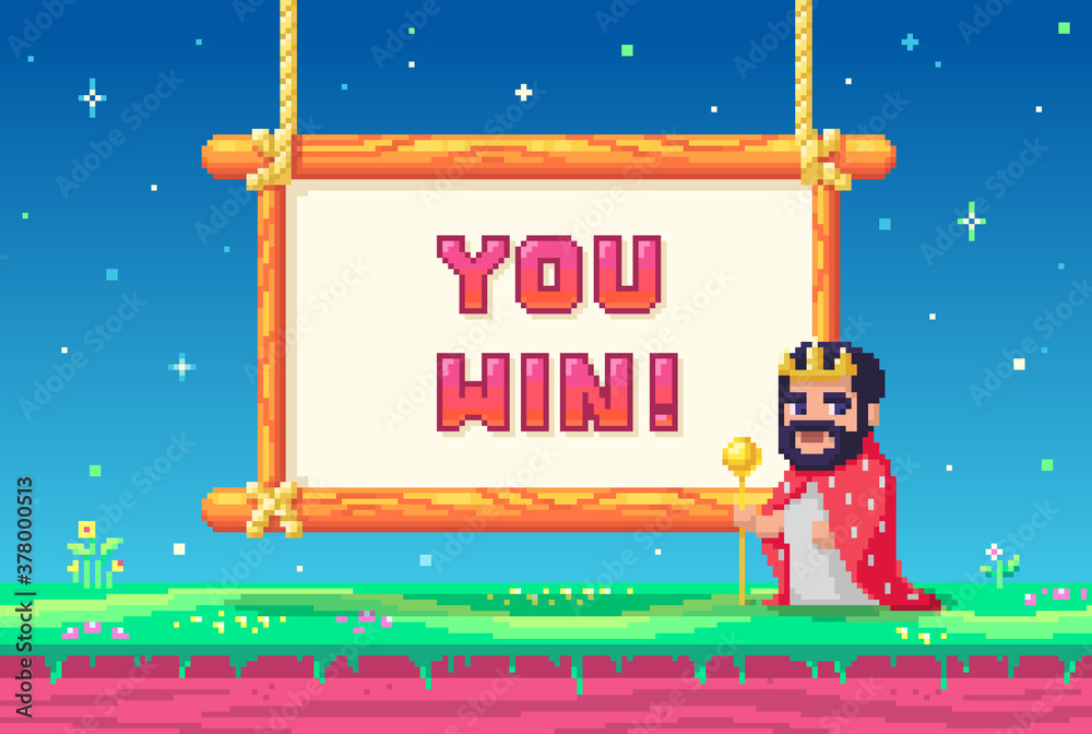 Pixel art UI design with outdoor landscape background. Stock Vector ...