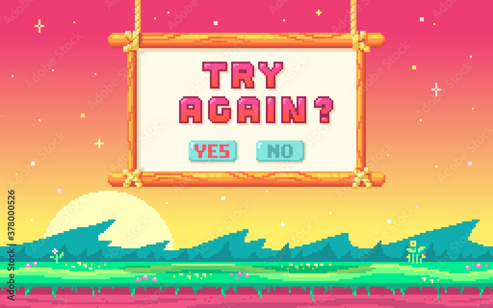 Pixel art design with outdoor landscape background. Stock Vector ...