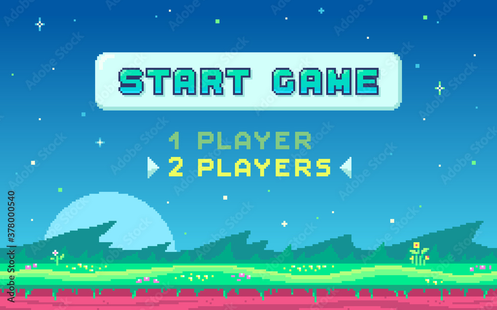 Pixel art design with outdoor landscape background. Stock-Vektorgrafik ...