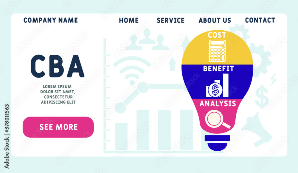 Vector website design template . CBA - Cost benefit Analysis. business ...