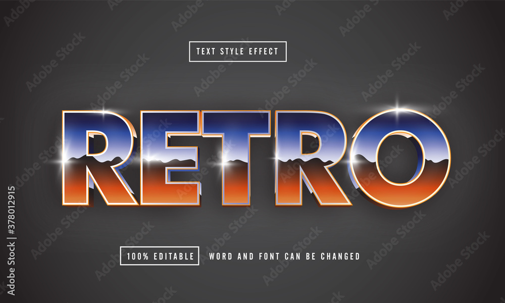 Retro chrome vintage text effect editable premium download Stock Vector ...