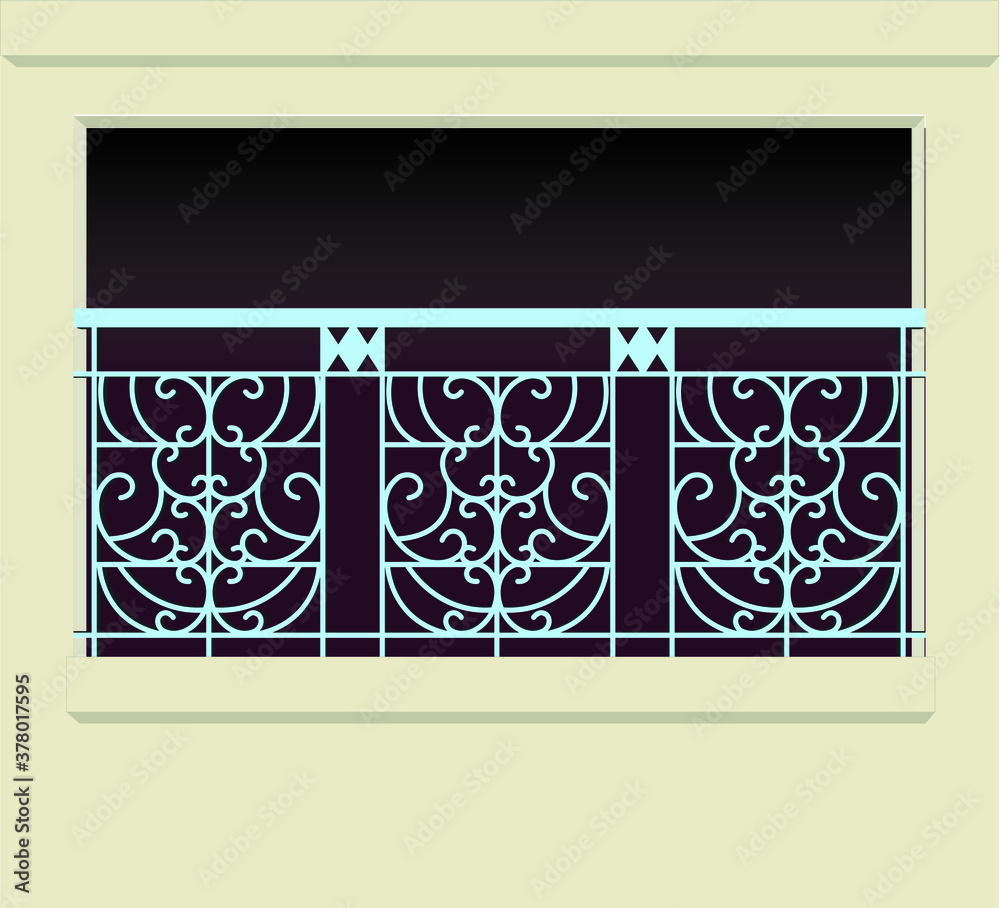 Balcony window grill pattern for architecture. Vector art Stock Vector ...