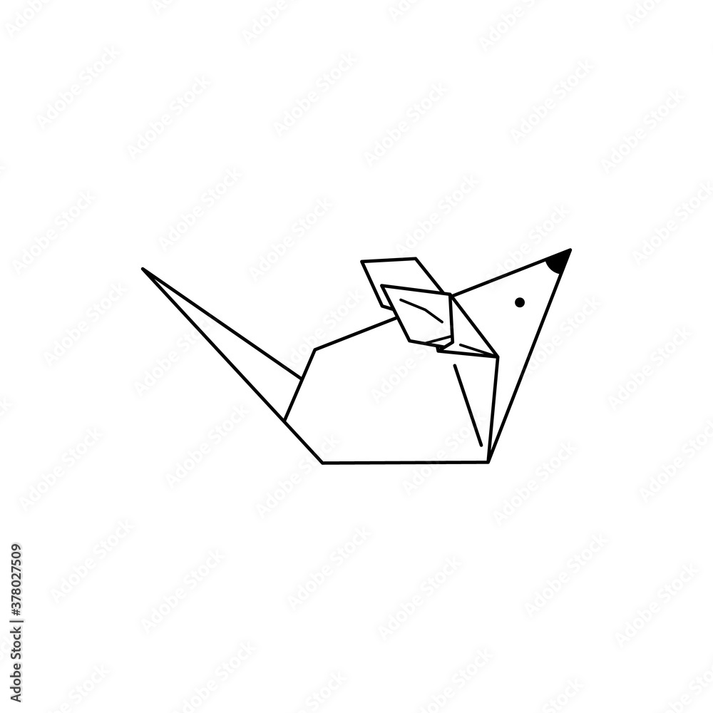 Origami Mouse, Icon in a Trendy minimalistic Linear Style. Folded Paper ...