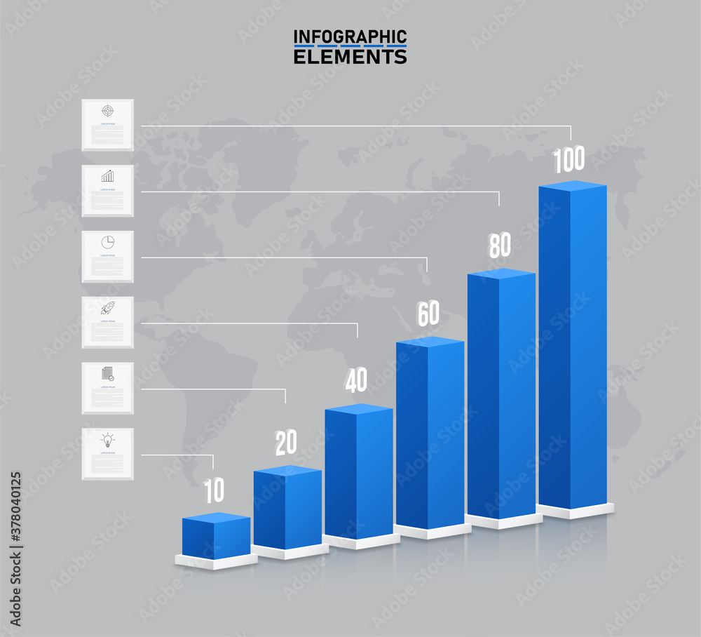 3d infographics template 6 options. with numbers and business icons ...