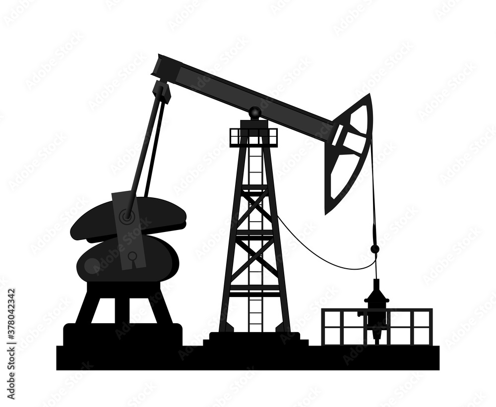Isolated oil pump, pumping unit, oil well. Vector illustration, flat ...