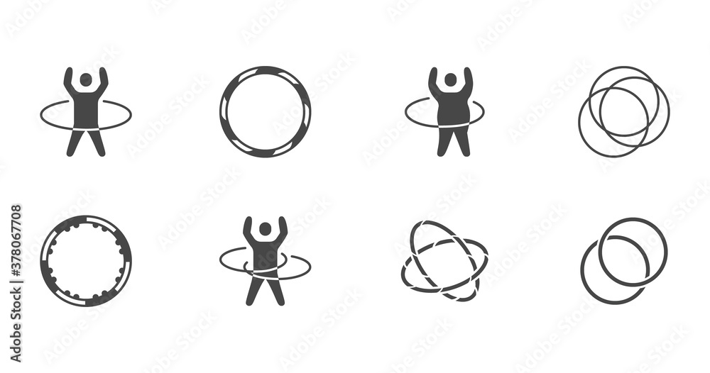 Hula hoop glyph icons. Vector illustration included icon as happy child ...