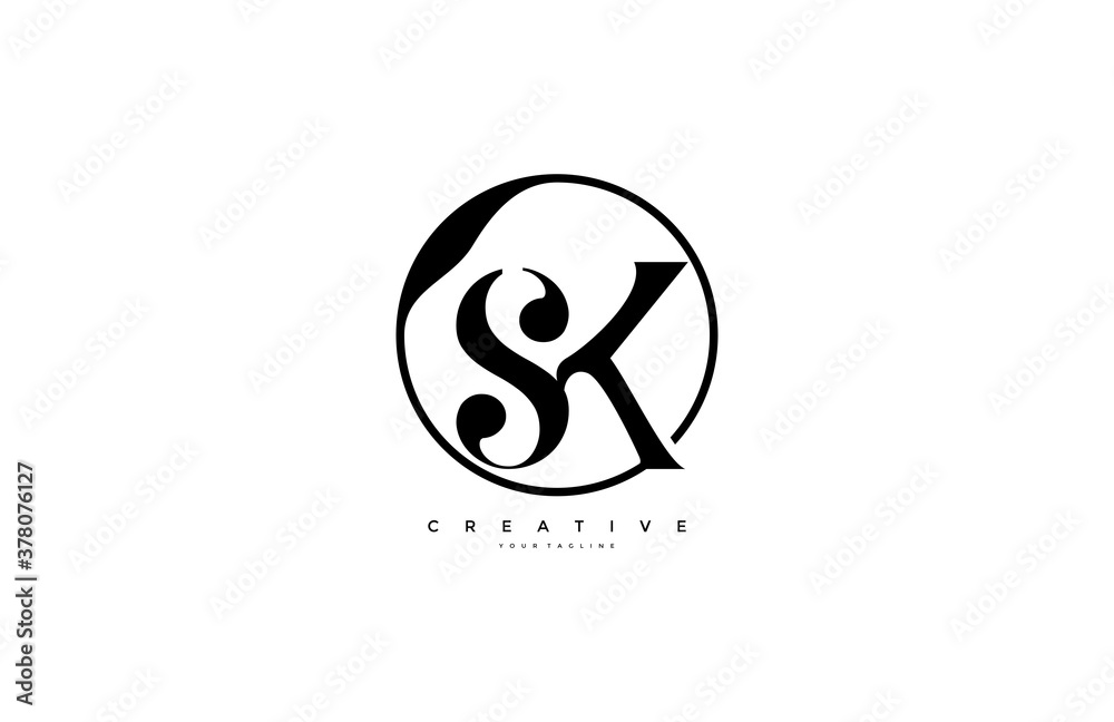 Circle Elegant SK Letter Linked Monogram Logo Design Stock Vector ...