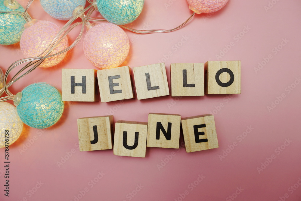 Hello June alphabet letter with space copy on pink background Stock ...