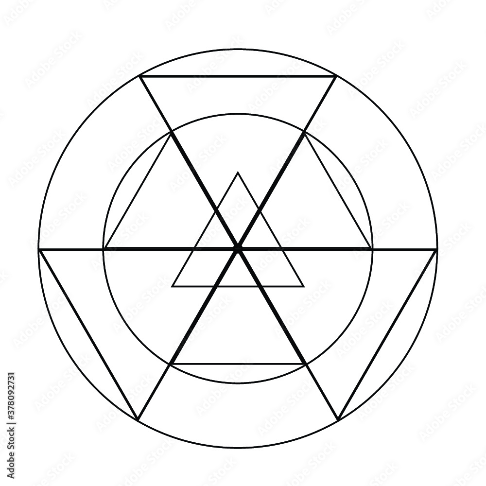 Triangles and circles Design element . Triangular Logo . Vector Lines ...