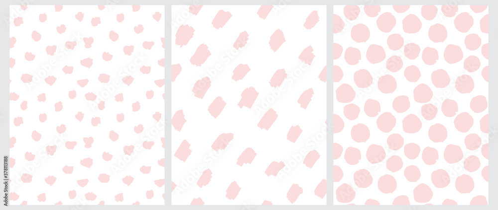 Cute Pastel Color Geometric Seamless Vector Patterns. Light Pink Hand ...