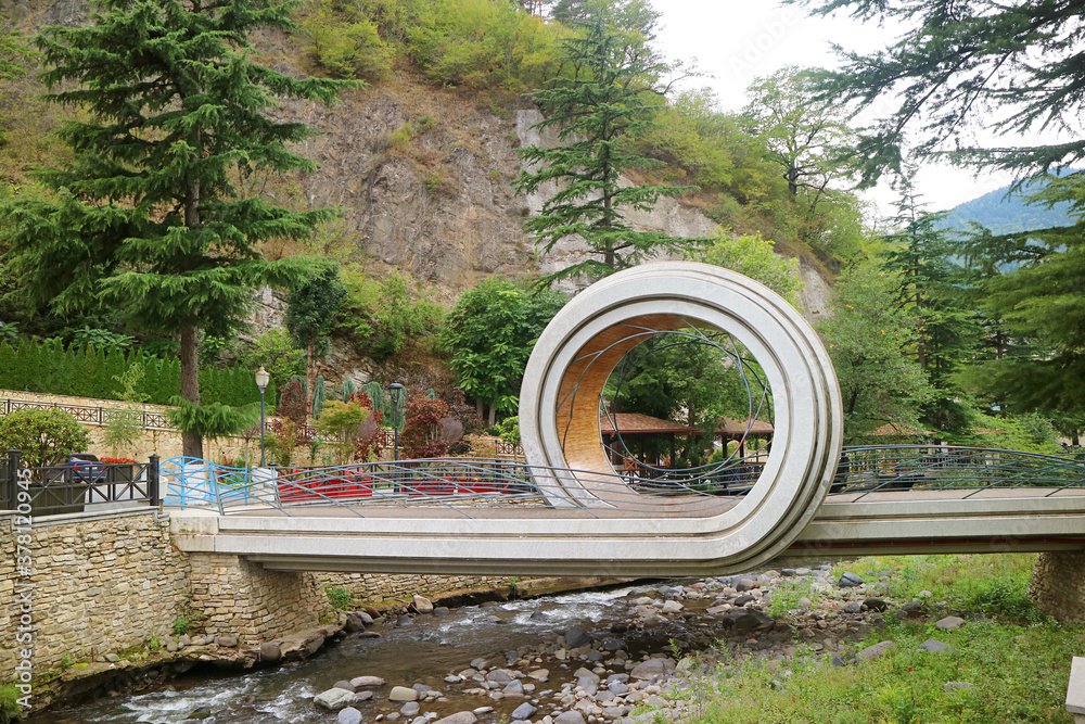 Mobius Loop Bridge, a Modern Pedestrian Bridge over Borjomula River in ...